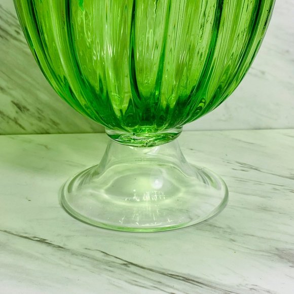 unbranded | Accents | Vintage Large Green Glass Vase With Pleated Shape ...